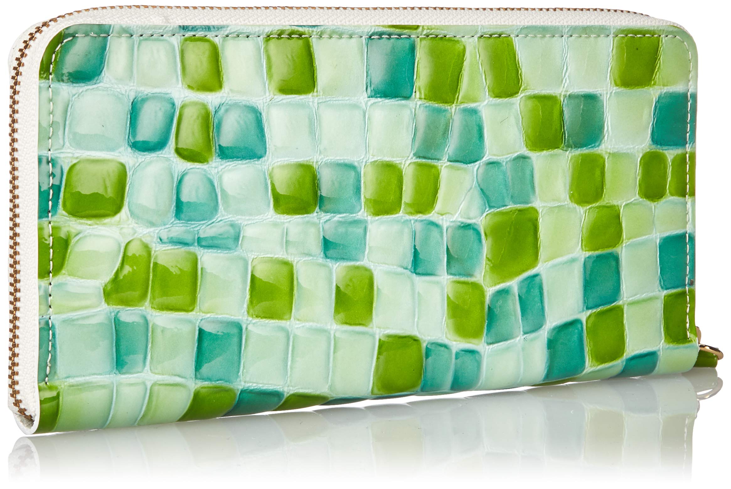 Japan Factory JAW002-Blue Stained Glass Leather Thin Gusset Wallet (Blue) Enamel Finish