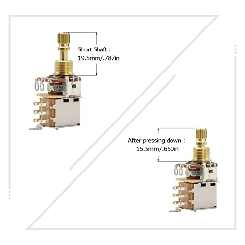 FLEOR 2pcs A250K Push Push Guitar Pots Short Copper Split Shaft Audio Taper Potentiometers