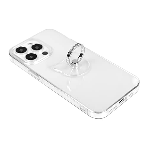 Clear Ring Holder Finger Stand Set of 2, Mavis's Diary Cute Bling Cell Phone Grip 360°Rotation Universal Luxury Crystal Metal Kickstand (Round & Star & Cat)