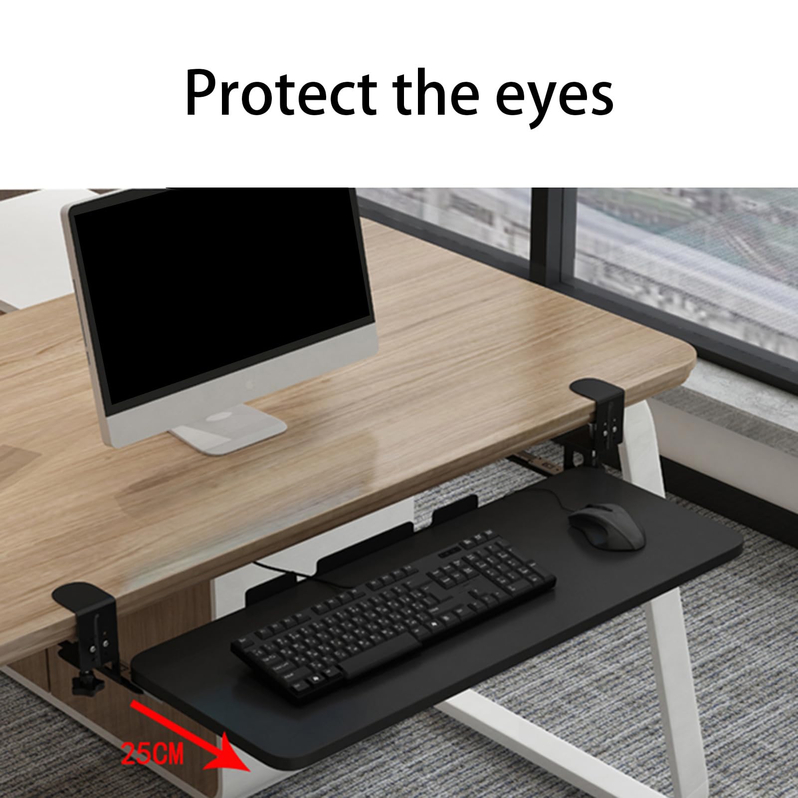 BBAUER Desk Keyboard Tray, Keyboard Tray Under Desk, Ergonomic Keyboard Tray, for Support Keyboard and Mouses, for Home or Office