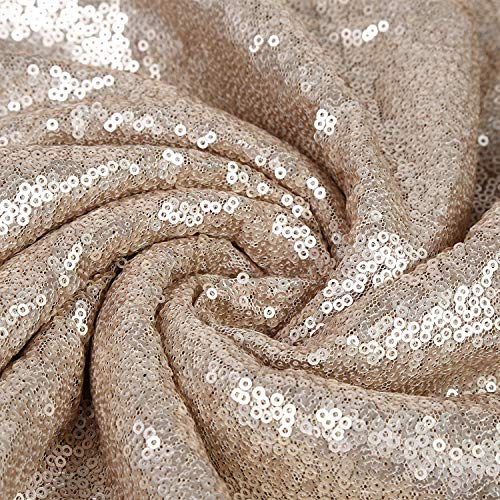 BalsaCircle TRLYC 55in x 80in Seamless Champagne Sequin Tablecloth Rectangle Glitter Table Cover for Party Wedding…