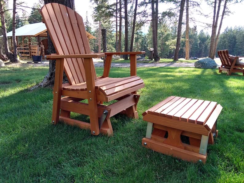 SEJAS Red Cedar Glider Foot Stool,Glider Ottoman,Gliding Footstool,Red Cedar Rocking Chair Ottoman,Rocking Footrest,18.0" W X 17.0" D X 13.0" H (Stained)