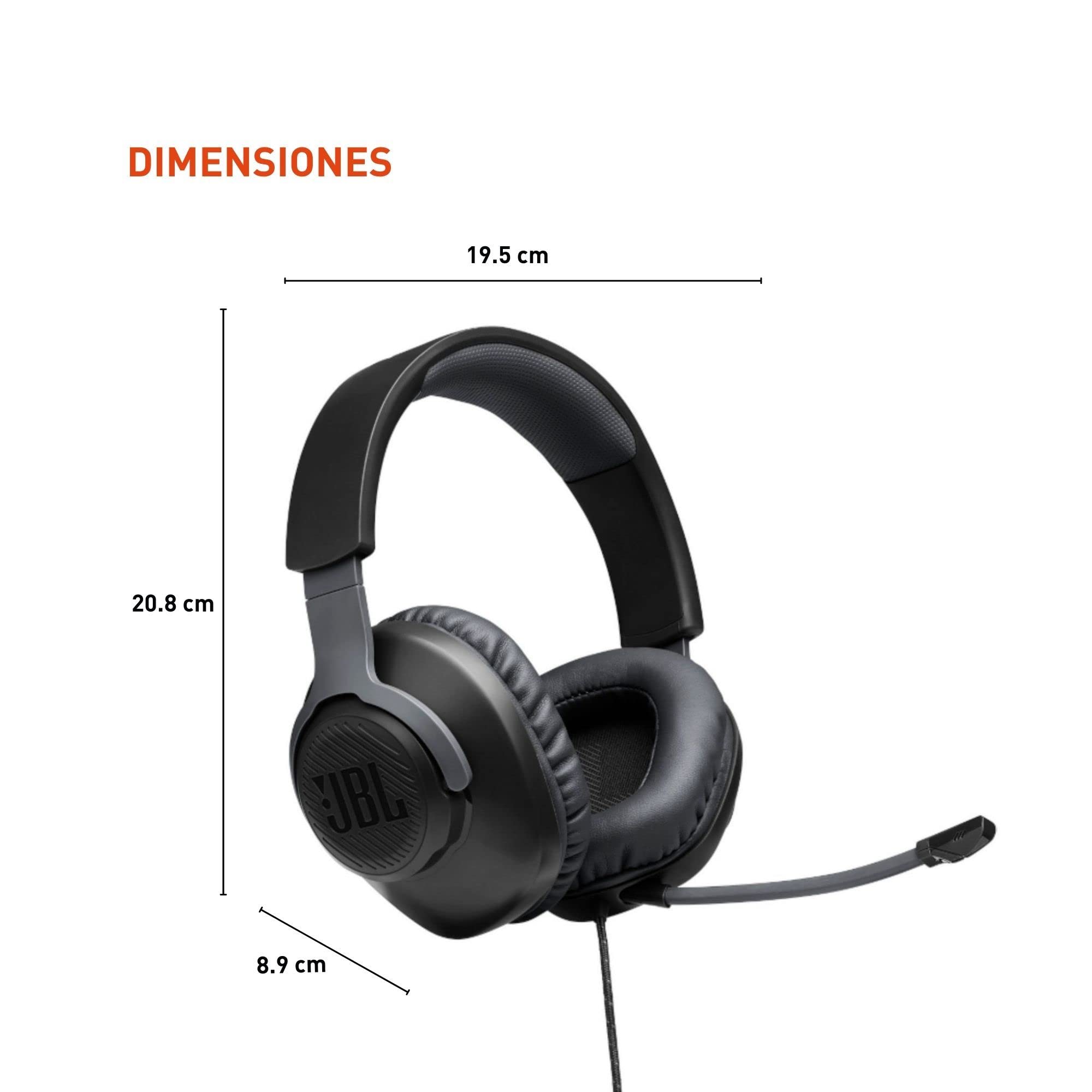 JBL Free WFH Wired Over-Ear Headset with Detachable Mic - Black, Small