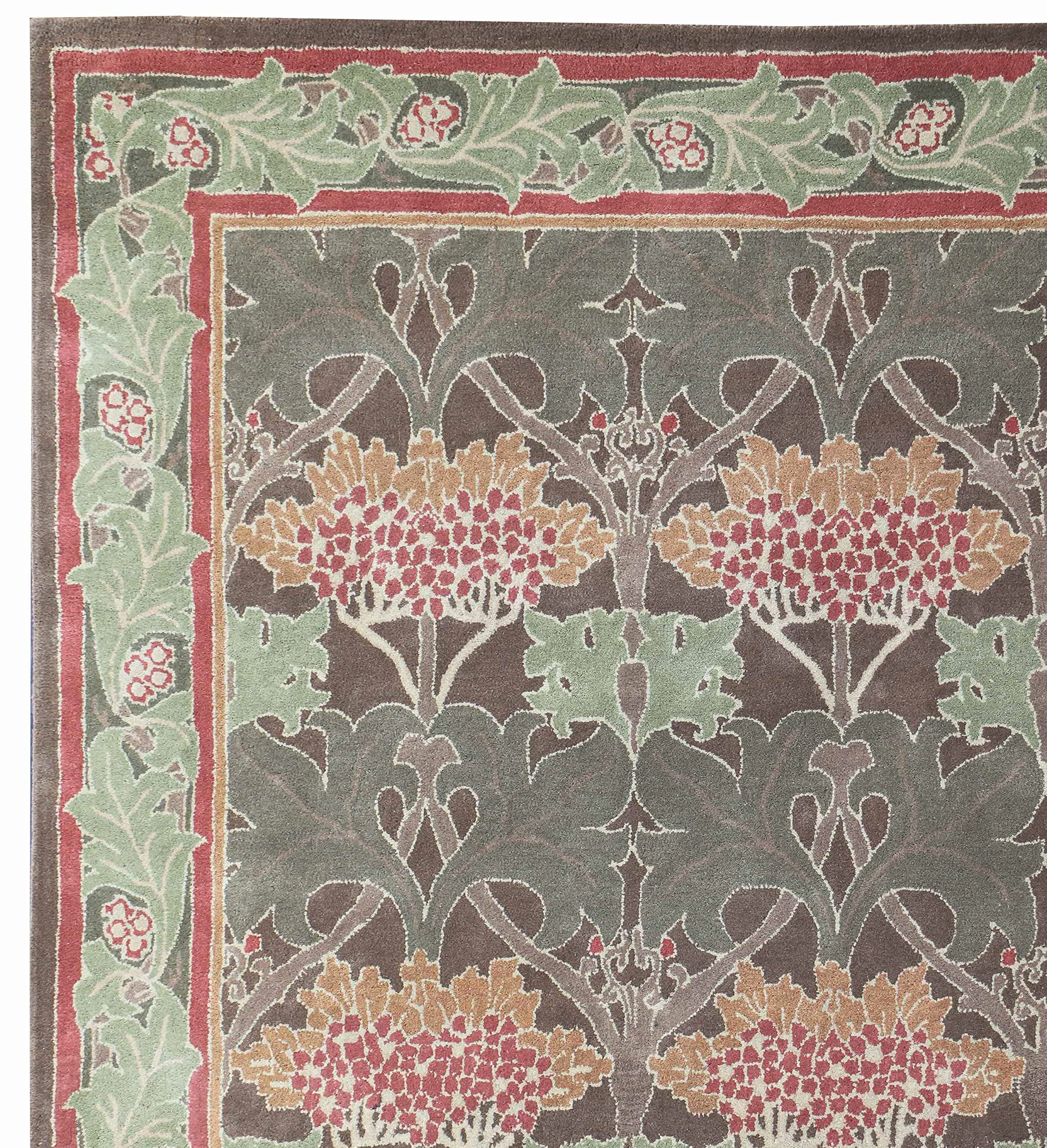 USA RUG Old Hand Made Pattern William Morris Cecil Green Traditional Oriental Style 100% Woolen Area Rugs (8 ft x 10 ft)