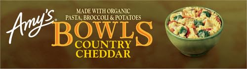 Amy's Frozen Meals, Country Cheddar Pasta Bowl, Made With Organic Pasta, Broccoli and Potatoes, Microwave Meals, 9.5 Oz