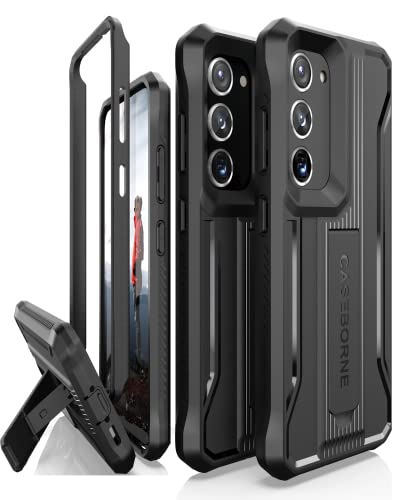 CaseBorne V Designed for Samsung Galaxy S23+Plus 5G Case (Formerly ArmadilloTek), [Ultimate Protection Tech] Full-Body Multi-Layer Rugged Kickstand Case Screenless- Black