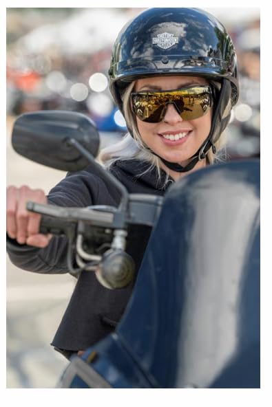 Harley-Davidson Women's Wayfarers Round Sunglasses, Black, 58-17-135
