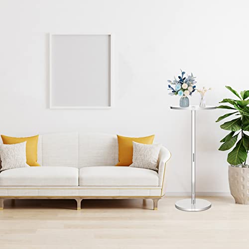Chunful Drink Side Table Small Acrylic Drink Table Clear Living Room Tables Round Coffee Table End Tables for Small Spaces Balcony Bedroom, Easy Assembly