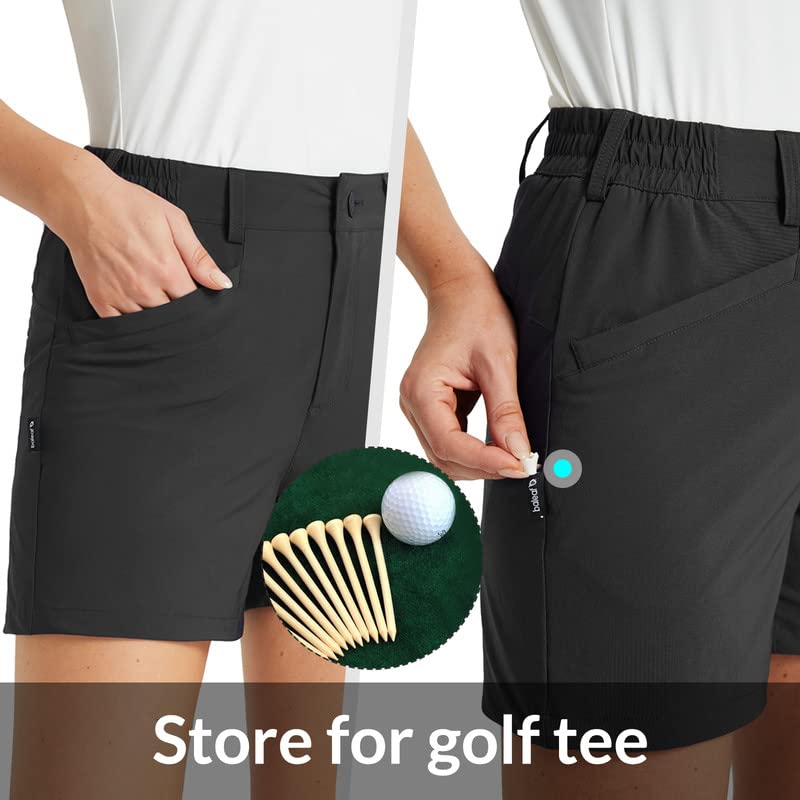 BALEAF Women's Golf Shorts Stretch 4.5" Quick Dry Mesh Breathable Hiking Spandex Active with Pockets Athletic Black Size M