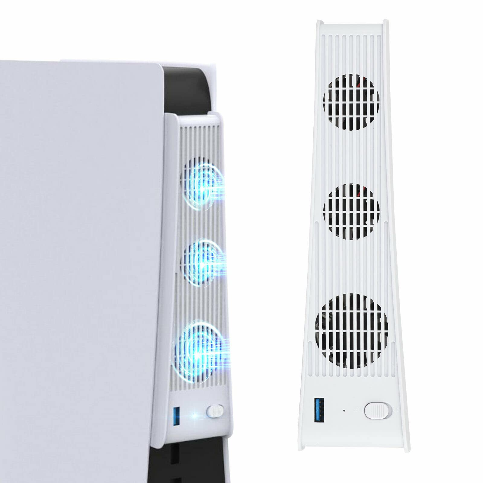 Bestyu Cooling Fan Cooler Game External Accessories For PS5 PlayStation 5 Gaming Console Host (White)
