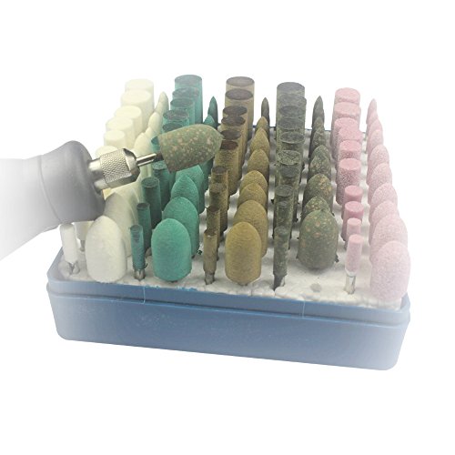 Carving Expert 100 Pcs Polishing Grinding Bits, 1/8 Inch Shank Wool/Sesame/Rubber/Cowhide/Abrasive Stone Grinding Tools