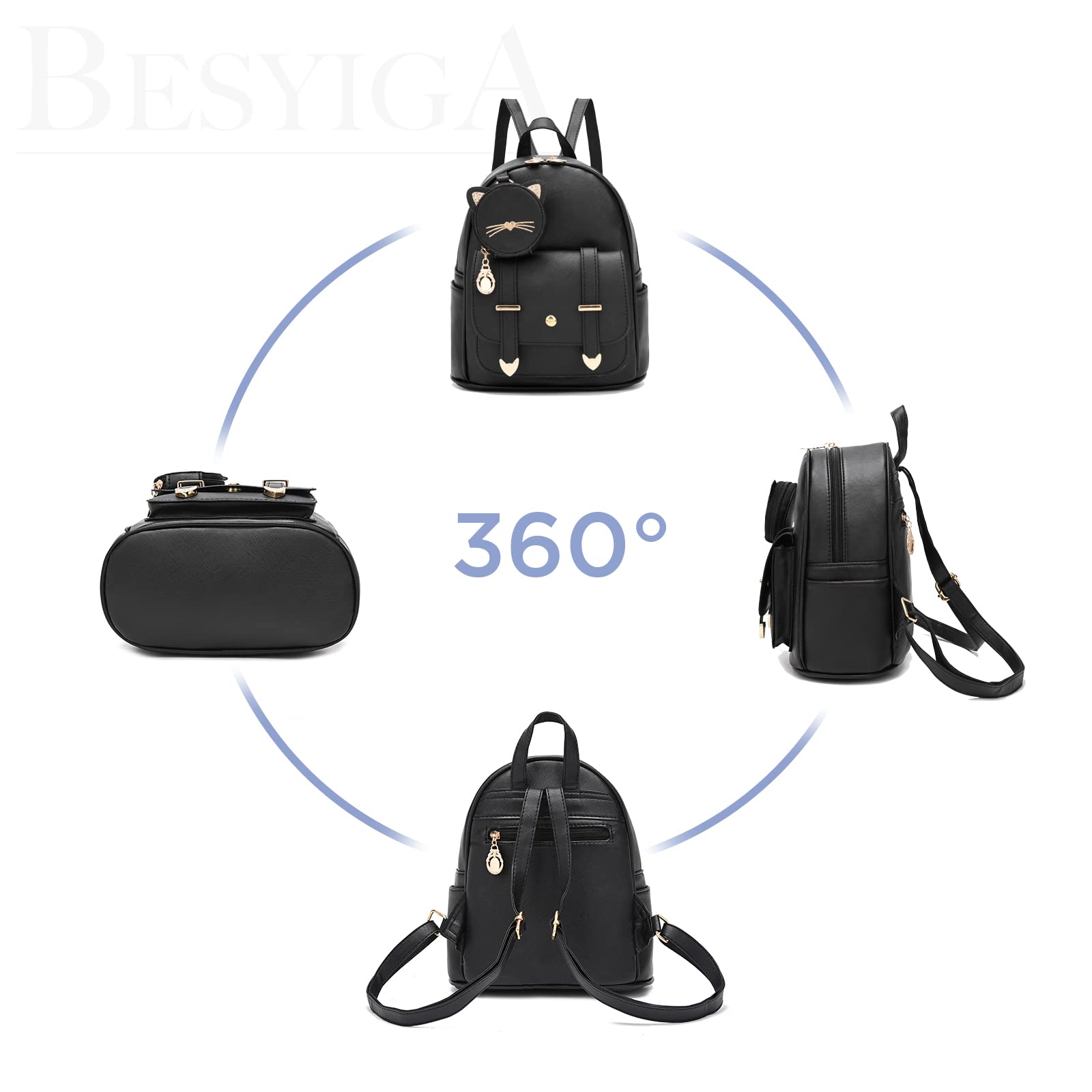 BESYIGA Women Fashion Backpack 3PCS Mini Backpack Purse for Women Small Backpack Purse Leather Travel Satchel Backpack Shoulder Bag Pearl Purple