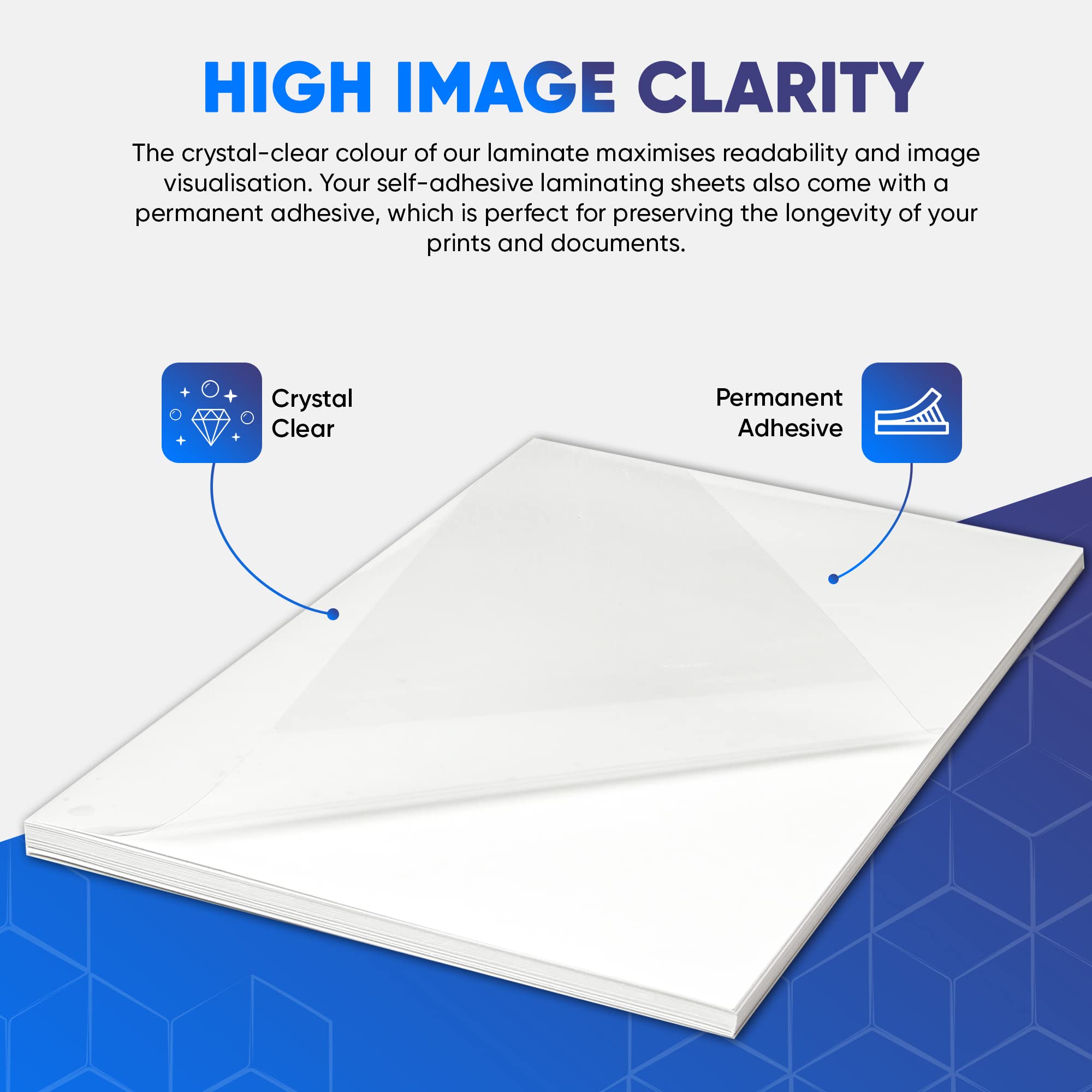 Avarrix Australia Self Adhesive Laminate Sheets for Stickers, Waterproof Label Stickers, Protection for Printable Vinyl Stickers, Glossy, Tear Resistant, Ultra Strong Bond, Pack of 50, A4 Size