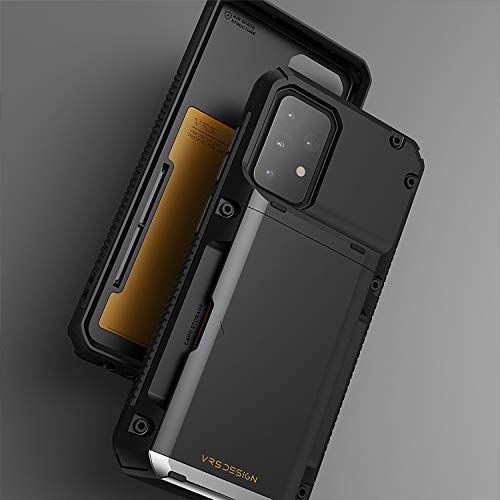 VRS DESIGN Damda Glide Pro Case for Galaxy A52 5G/4G - [4 Card Slots], Wallet, Shock-Absorbent, Black (6.5 inch)