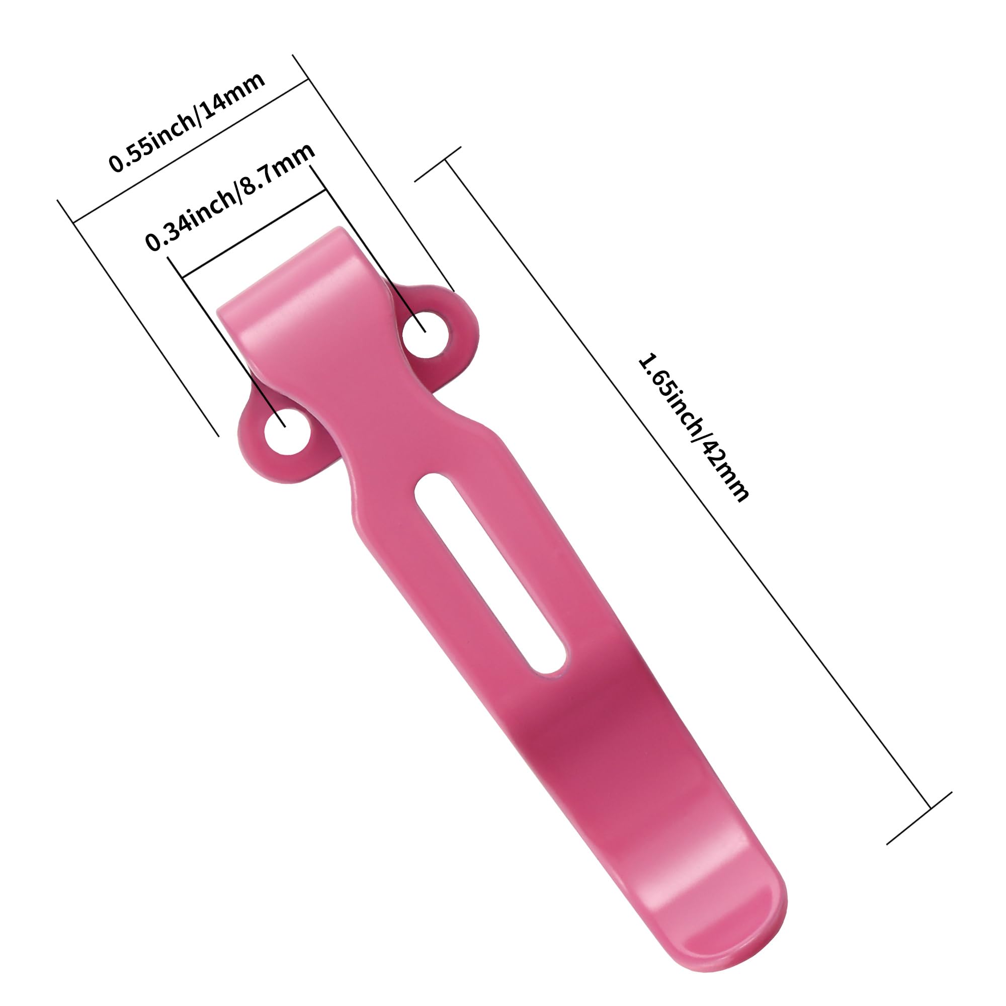 Deep Carry Pocket Clips for Benchmade, Emerson, Protech and More, Pink Coating Stainless Steel Pocket Knife Clip Replacement with 2 Pieces Screws