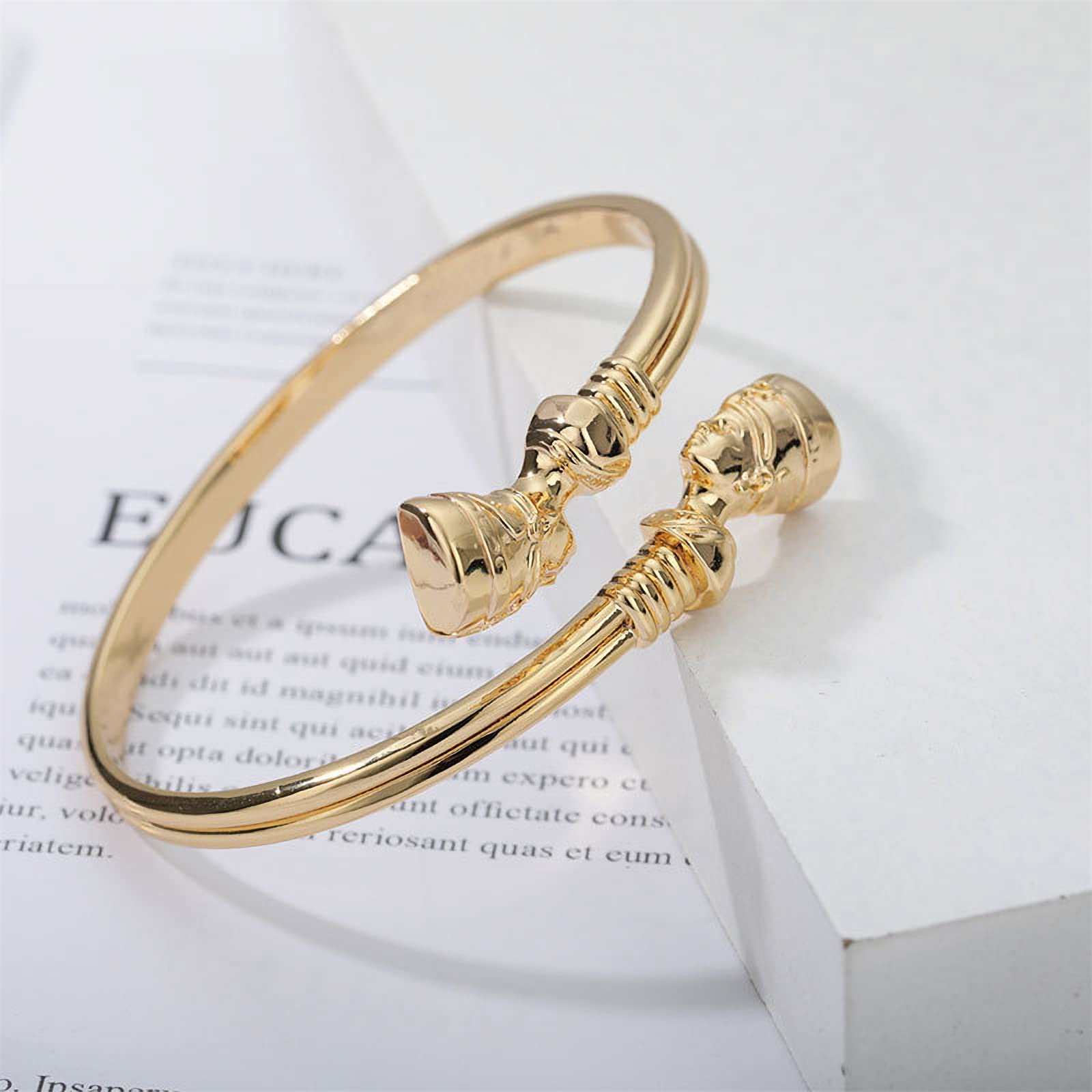 Beccalame Egyptian Queen 18k Gold Cuff Bracelets Bangles Adjustable Jewelry for Women Men (style A)
