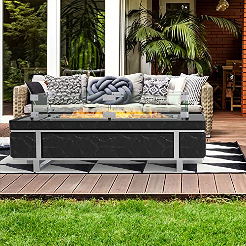 BQMAX 41.5" x 17.5" Fire Pit Glass Flame Wind Guard Rectangular, 5/16" Thick Fire Table Tempered Glass Wind Guard, Split Panel Design Wind Guards for Fire Pit Table