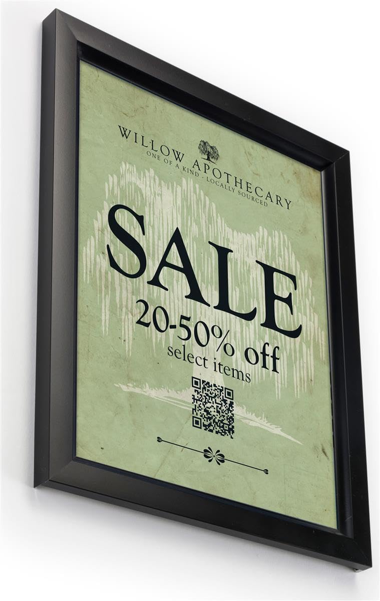 Displays2go Set of 10, Black Aluminum Picture Frames with Slide-in Design, Wall Mounted, Poster Holders for 8.5x11 Prints in Portrait or Landscape Orientations