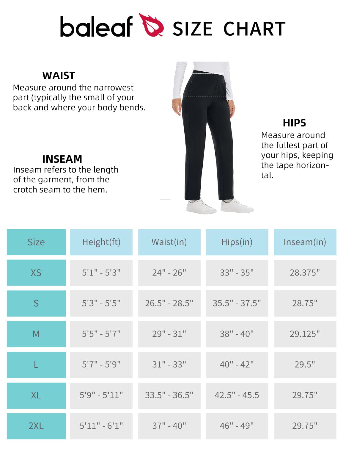 BALEAF Women's Straight Leg Golf Pants Stretch Sweatpants Pull-on Dress Work Pants with Zipper Pockets Black XS