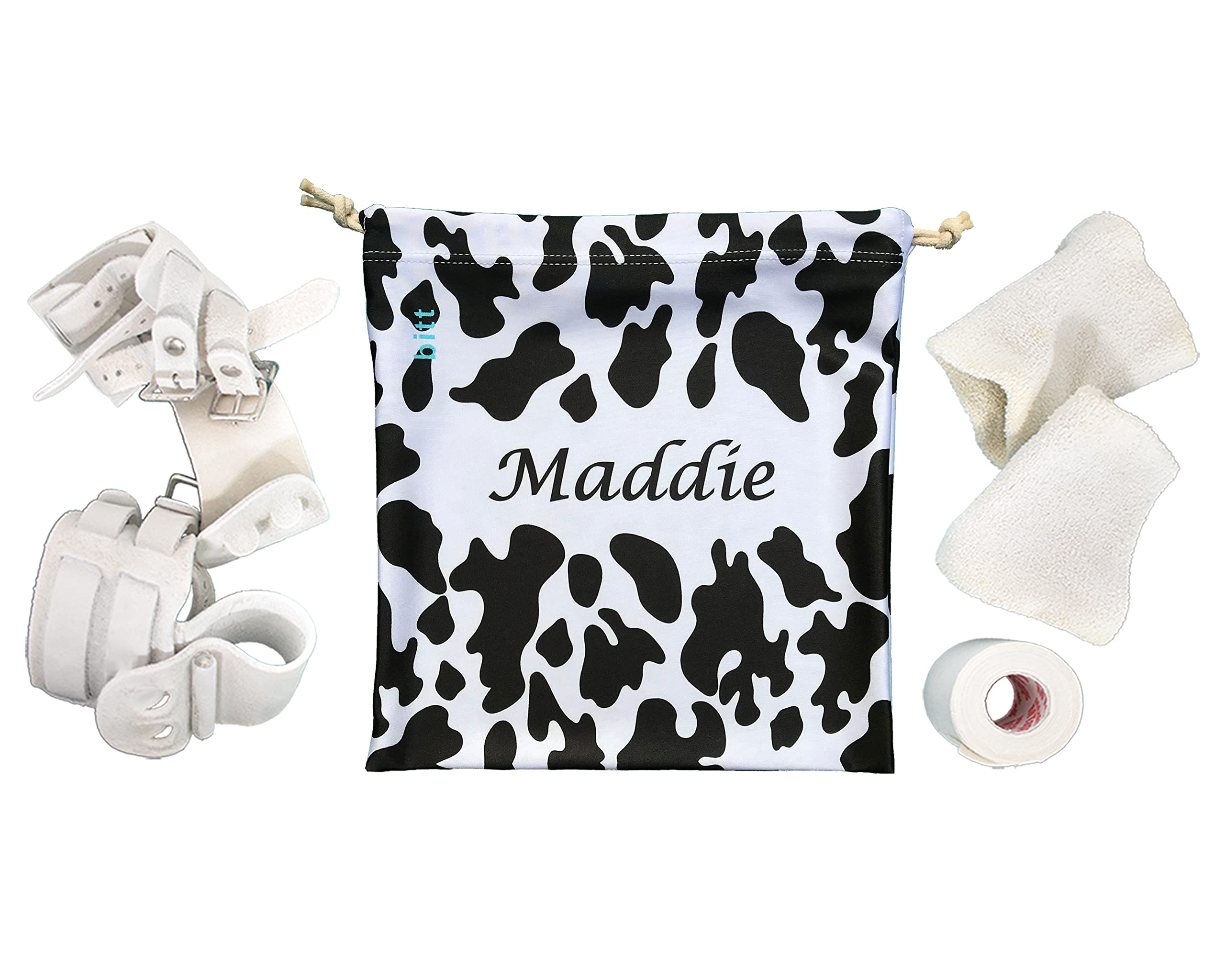Bitt Sportswear Personalized Gymnastics Grip Bag in Cow Print with Crystals Options (Black Cow Print)