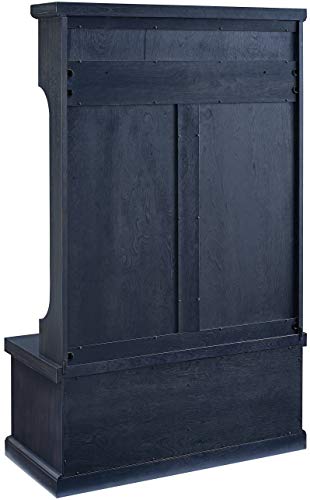 Crosley Furniture Seaside Hall Tree, Entryway Bench with Coat Rack and Shoe Cabinet, Distressed Navy