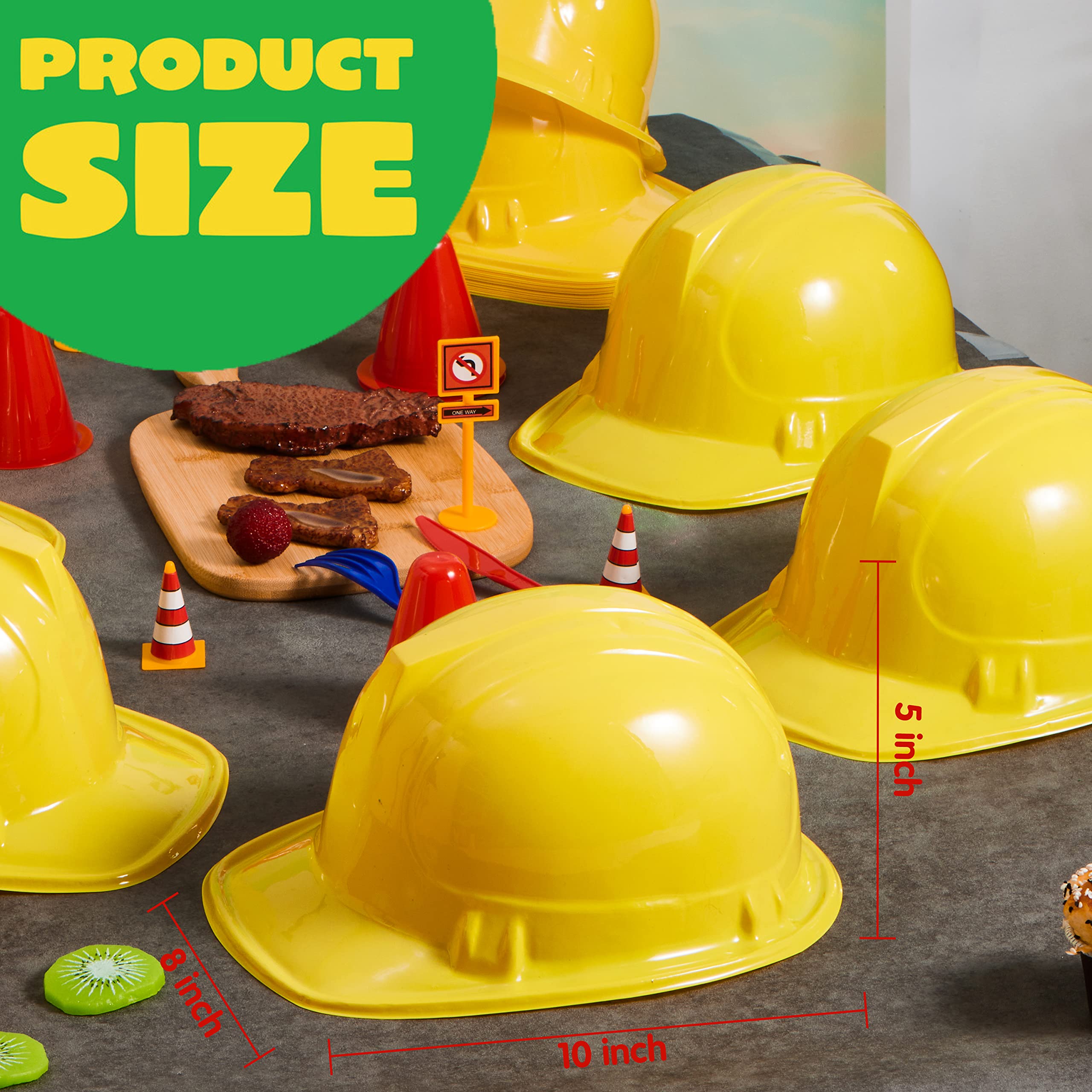 JOYIN Construction Hard Hats, 24 Pcs Toy Plastic Kids Party Hats, Yellow, for Children Construction Birthday Party, Building Theme Party Favors