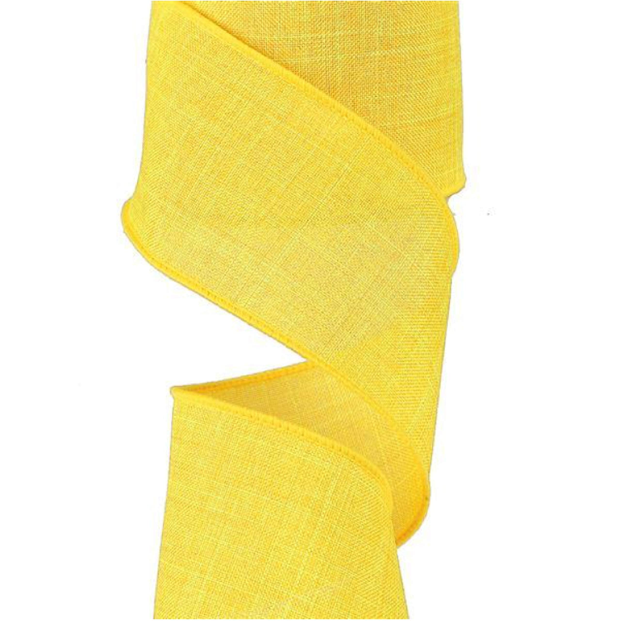 Solid Canvas Wired Edge Ribbon, 10 Yards (Yellow, 2.5 Inches)