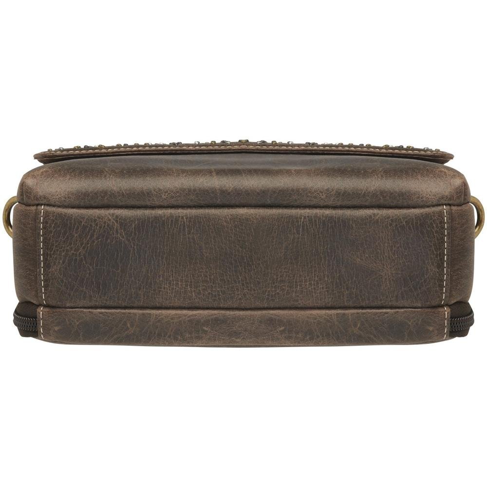 Distressed Buffalo Leather Crossbody Organizer Purse by Gun Tote'n Mamas (Brown), Medium