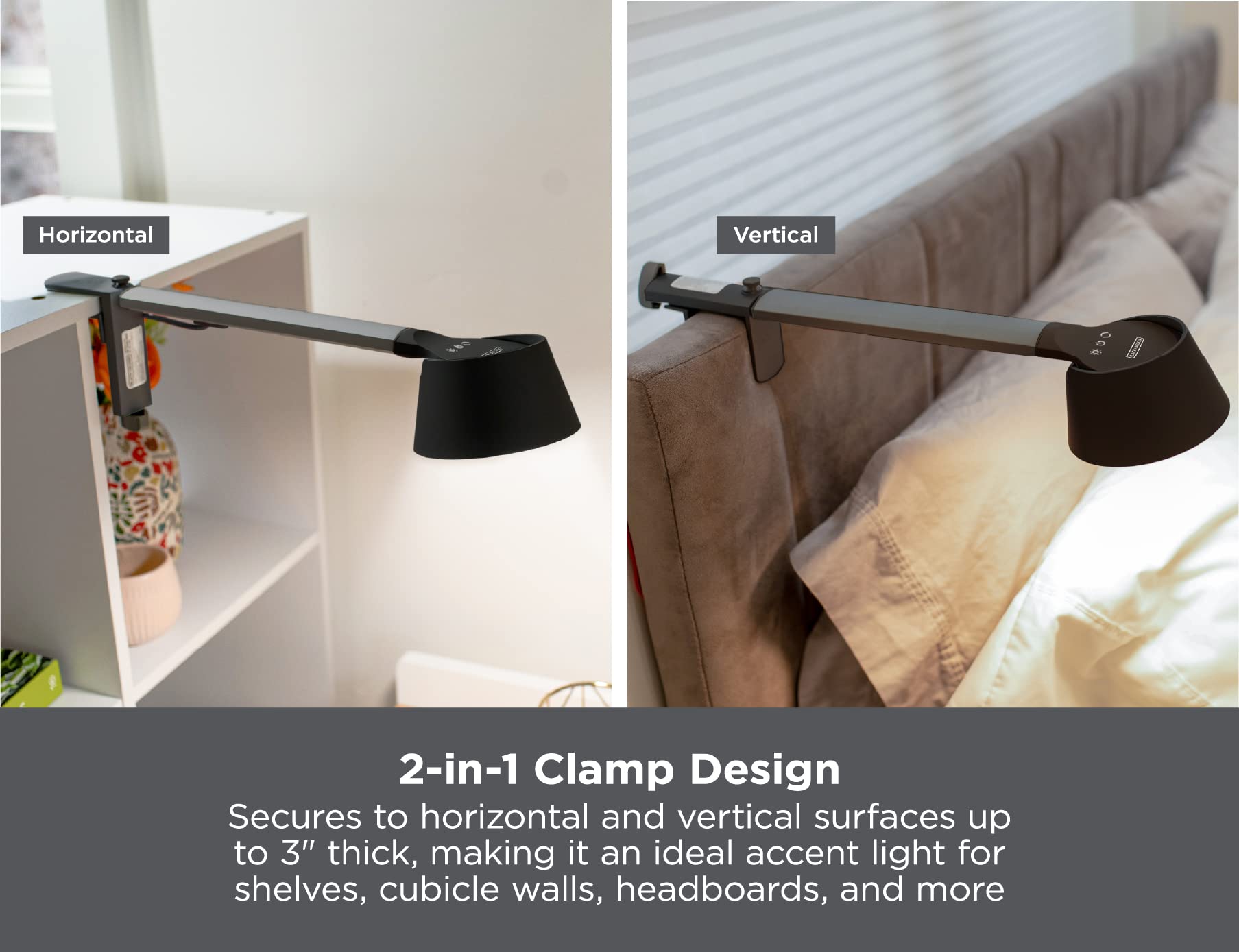 BLACK+DECKER Verve Designer LED Clamp Light, Fits Shelves, Cubicles & Headboards, True White LED + 16M RGB Colors