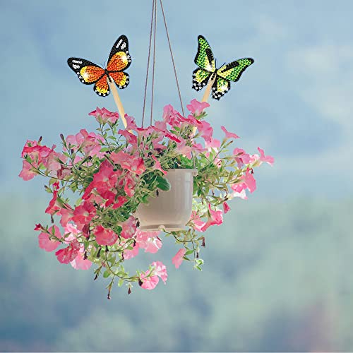 Vcekract 8 Pcs Butterfly Diamond Art, Diamond Painting Kits for Garden Decor, Butterfly Stakes Diamond Art Kits, Butterfly Diamond Art Club, Butterflies for Crafts