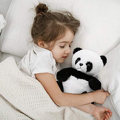 LotFancy Panda Stuffed Animal, 8'' Black Panda Plush Toy, Stuffed Panda Bear, Cute Plushies for Kids, Gift for Toddlers Birthday, Easter, Party Favors