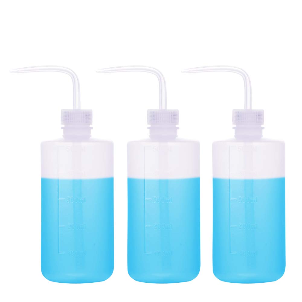 CVNDKN Wash Bottles,3pcs 500ml Plastic Safety lab Wash Bottle,Squeeze Bottle with Scale -16 oz