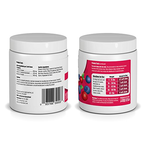 Solid Gold Cranberry Supplement for Dogs & Cats for Urinary Tract Health - Berry Balance Chews UTI + Bladder + Kidney Support for Cats and Dogs with Antioxidants