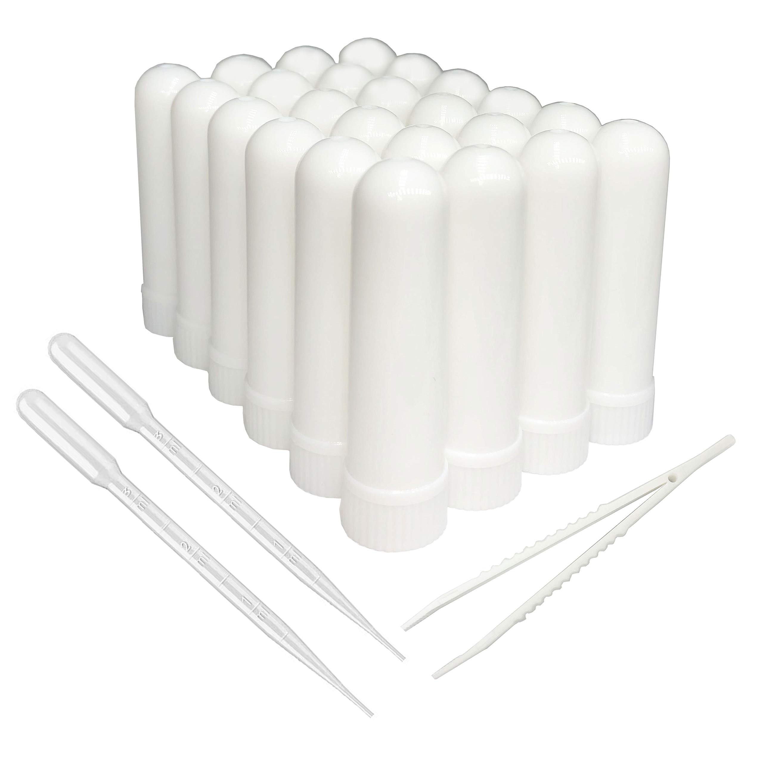zison Essential Oil Aromatherapy Blank Nasal Inhaler Tubes (Including 24 Complete Sticks + Including 12 Extra Stick +2 Polyethylene Pipette Droppers +1Plastic Tweezers)
