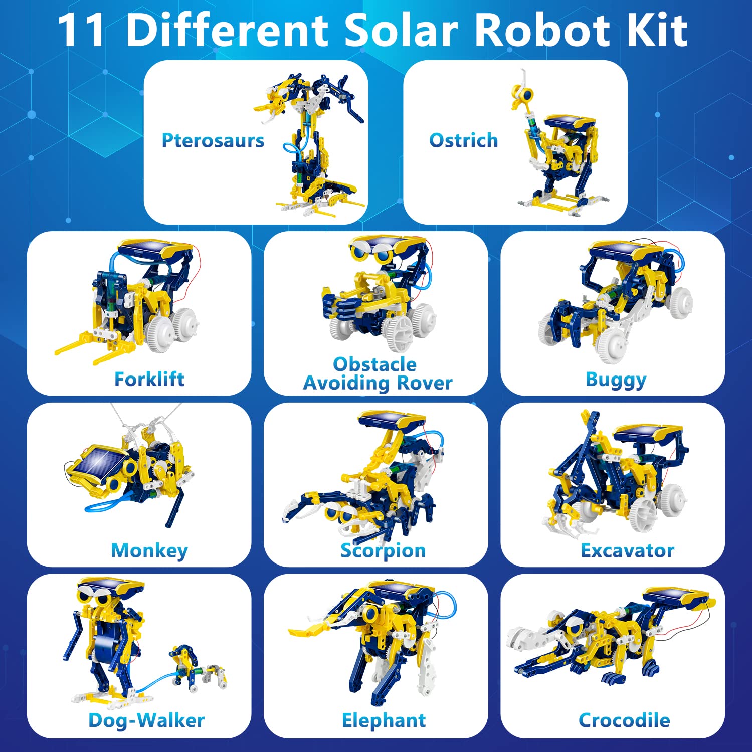 JoyZin STEM 11-in-1 Solar Robot Kit, 231 Pieces DIY Science Experiment Kit, Learning Educational Building Toy Set for Toddlers Kids Boys Girls 6 7 8 9 10 11 12 Years Old Birthday