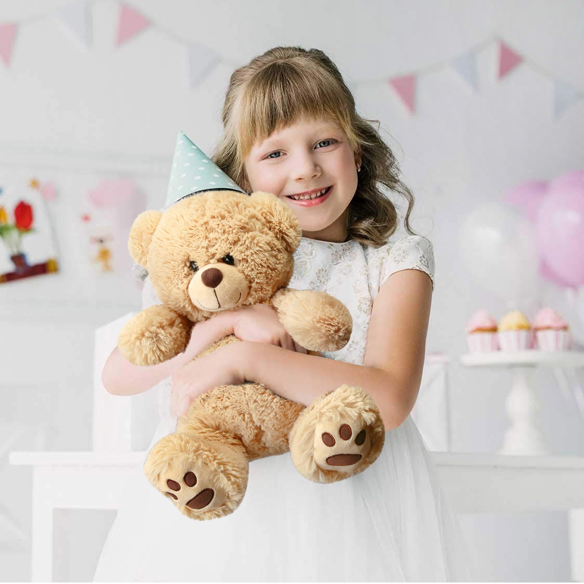 LotFancy Teddy Bear Stuffed Animal, 14 inch Brown Teddy Bear Plush Toy, Valentines Day Gifts for Girlfriend, Birthday for Kids