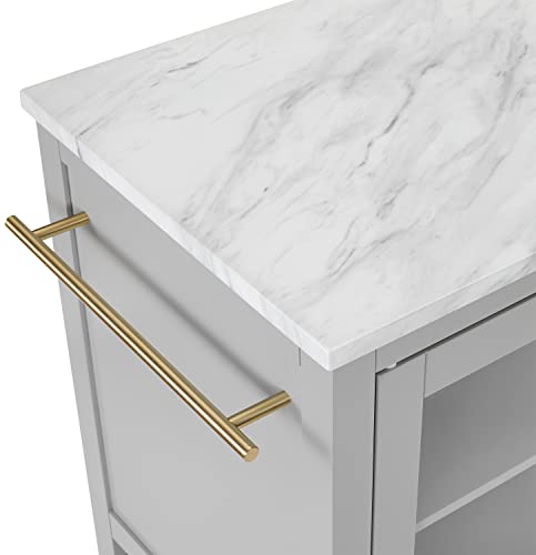 Crosley Furniture Katrina Kitchen Island with Faux Marble Top, Gray