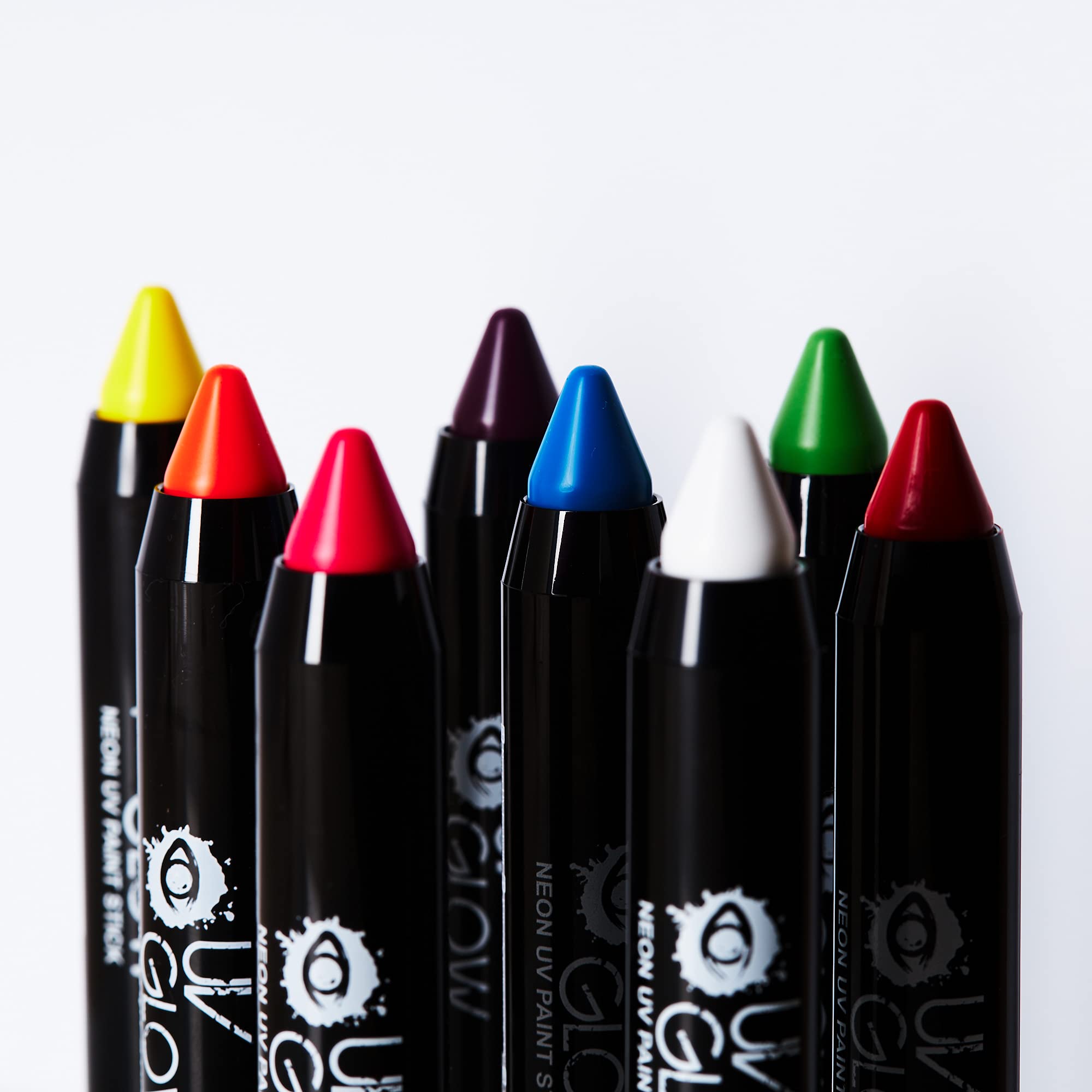 UV Glow - Neon UV Paint Stick/Face & Body Crayon - Genuine and original UV Glow product - glows brightly under Blacklights! (Set of 8)