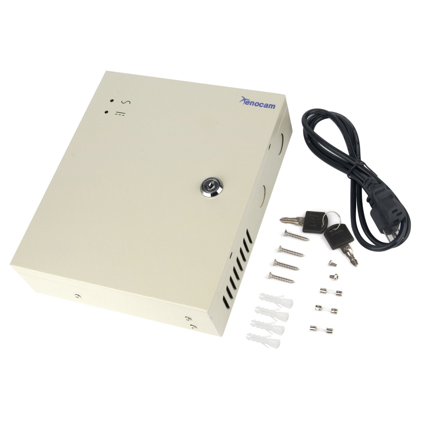 Xenocam 16 Channel Port 12V DC 10 Amp Amper with Glass Fuse Distributed Power Supply Box for CCTV DVR Security System and Camera or IP Cameras