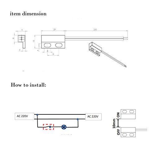 xin-sheng 110V Wired Door Magnetic Switch clostet Switch(1 set)