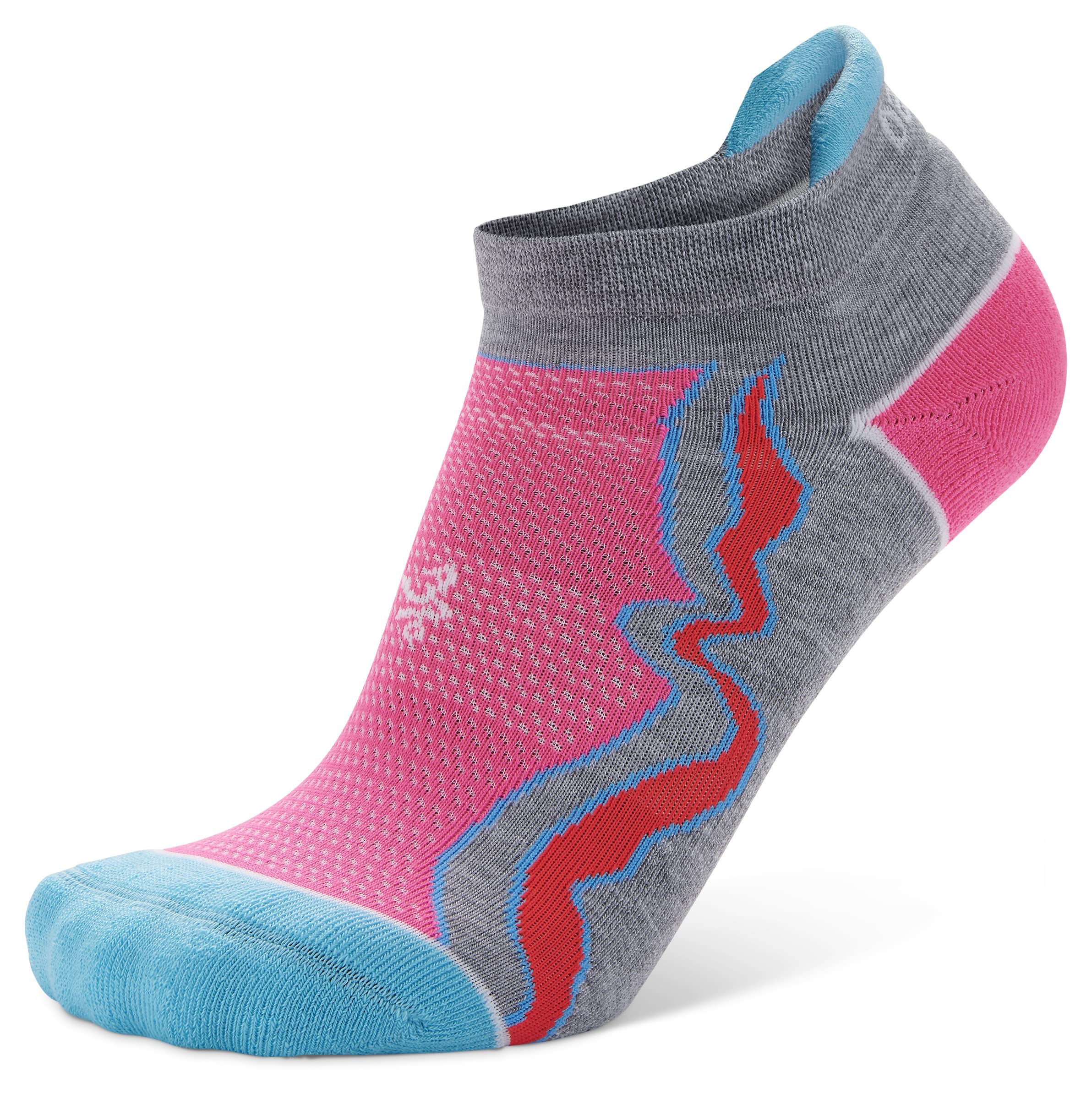 Balega Women's Enduro V-Tech Arch Support Performance No Show Athletic Running Socks (1 Pair), Mid Grey/Watermelon, Large