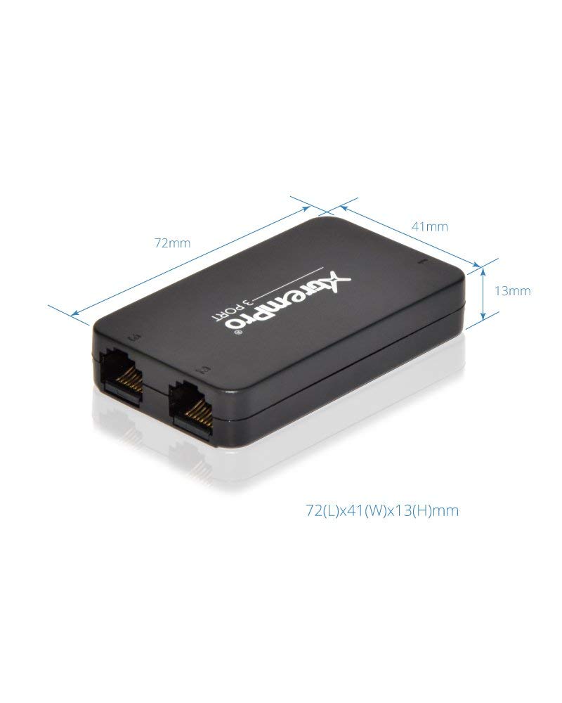 XtremPro 3-Port USB Powered 10/100Mbps Ethernet RJ45 Network Switch Hub - Black (61024)