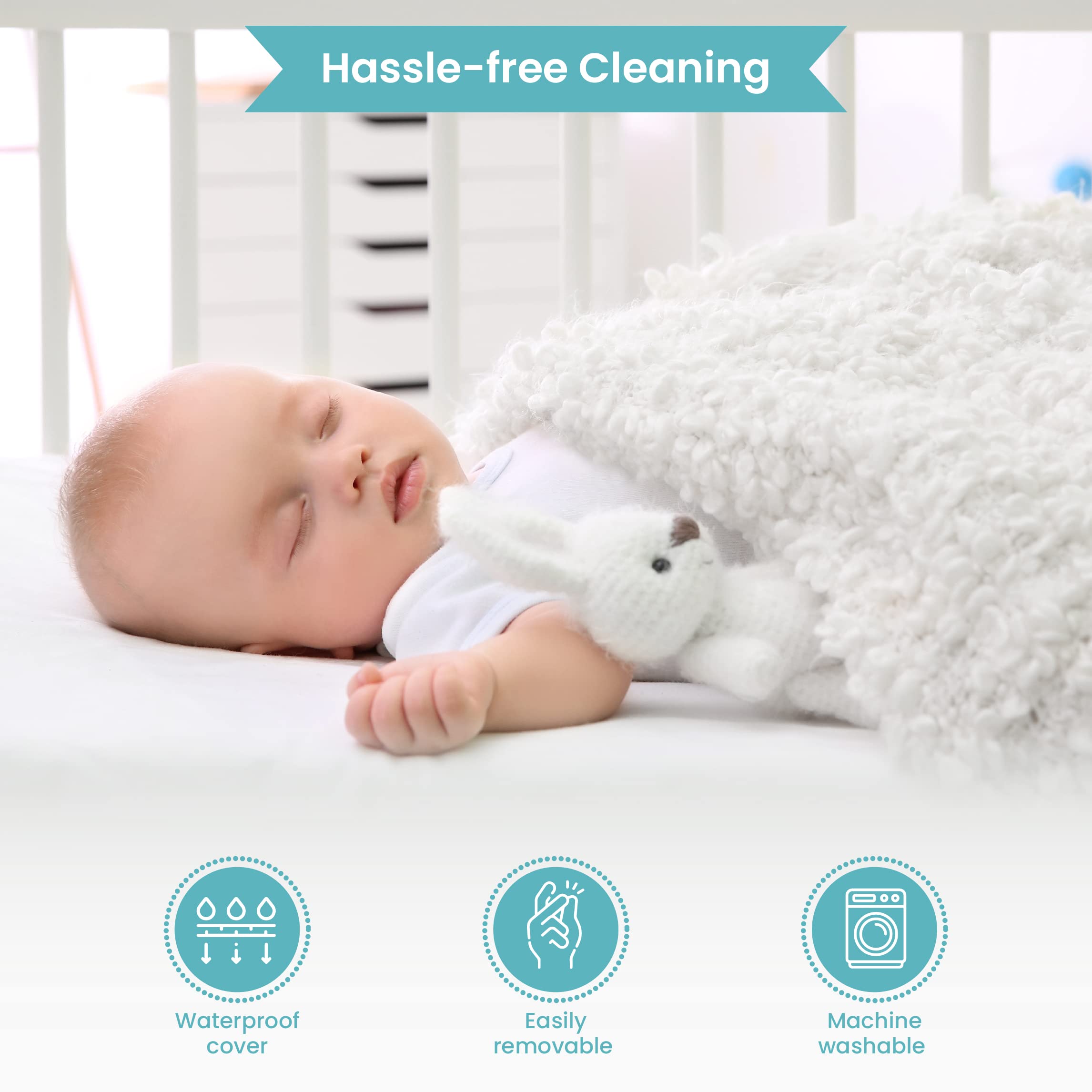 My First Memory Foam Crib Mattress, Breathable Crib Mattress with Removable and Waterproof Cover, Hypoallergenic, Standard Size, 51.63" L x 5" H x 27.25" W