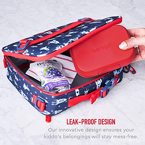 Bentgo Kids Snack - 2 Compartment Leak-Proof Bento-Style Food Storage for Snacks and Small Meals, Easy-Open Latch, Dishwasher Safe, and BPA-Free - Ideal for Ages 3+ (Red/Royal)