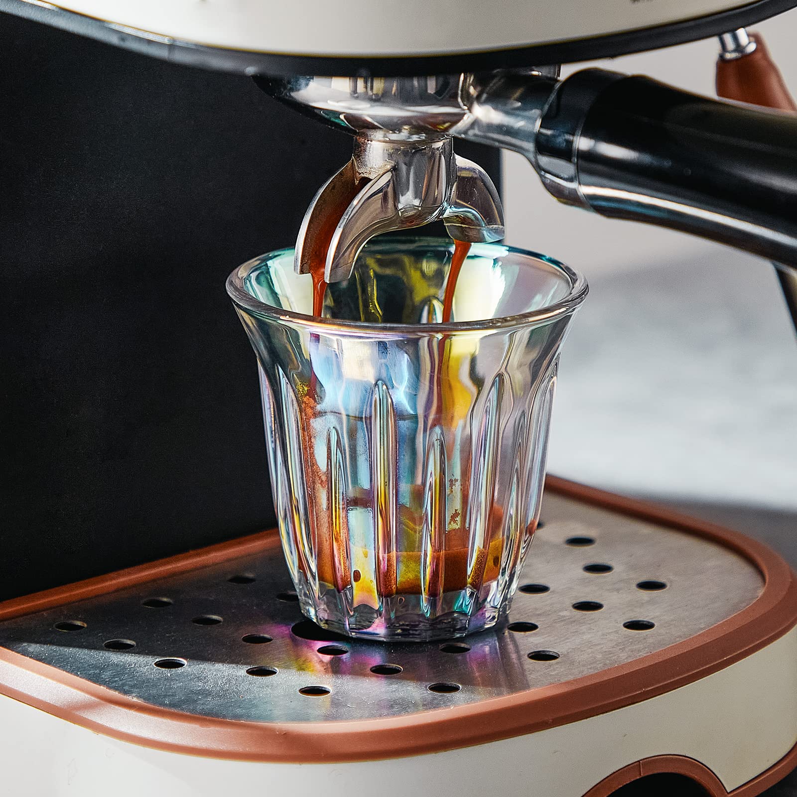 Bincoo Iridescent Glass Coffee Mug Set 2x200ML,Coffee,Latte,Cappuccino,Espresso Glass Cup Heat Resistant, Dishwasher Safe (Set of 2)