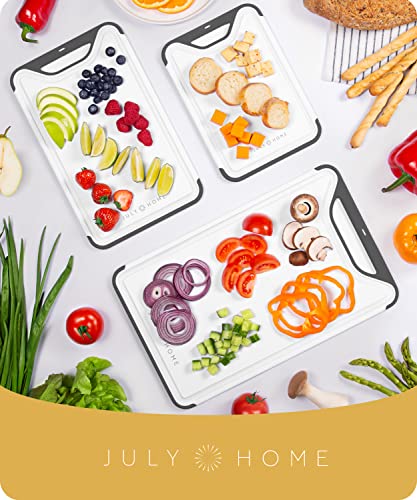 Serveware Accessories for Kitchen, Plastic Cutting Board, Dishwasher Safe Cutting Board with Juice Grooves, Thick Chopping Board for Meat, Veggies, Fruits, Easy Grip Handle, Non-Slip (Black, 10" x 7")