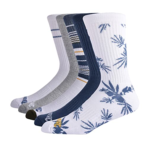 Billabong Men's Half Cushion Crew Socks, White, 10/13