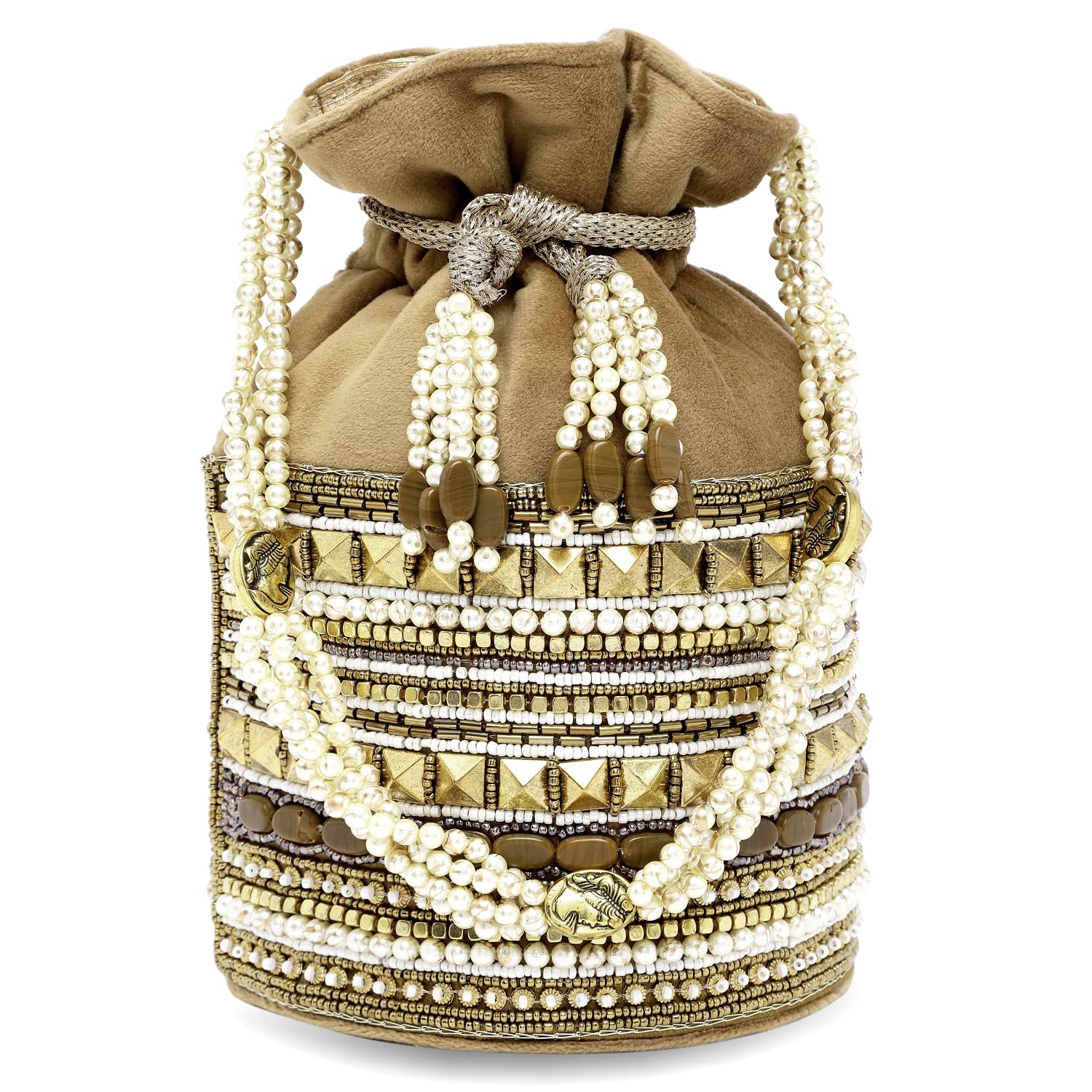 Aheli Indian Potli Bags for Women Evening Bag Clutch Ethnic Bride Purse with Drawstring (P20W)