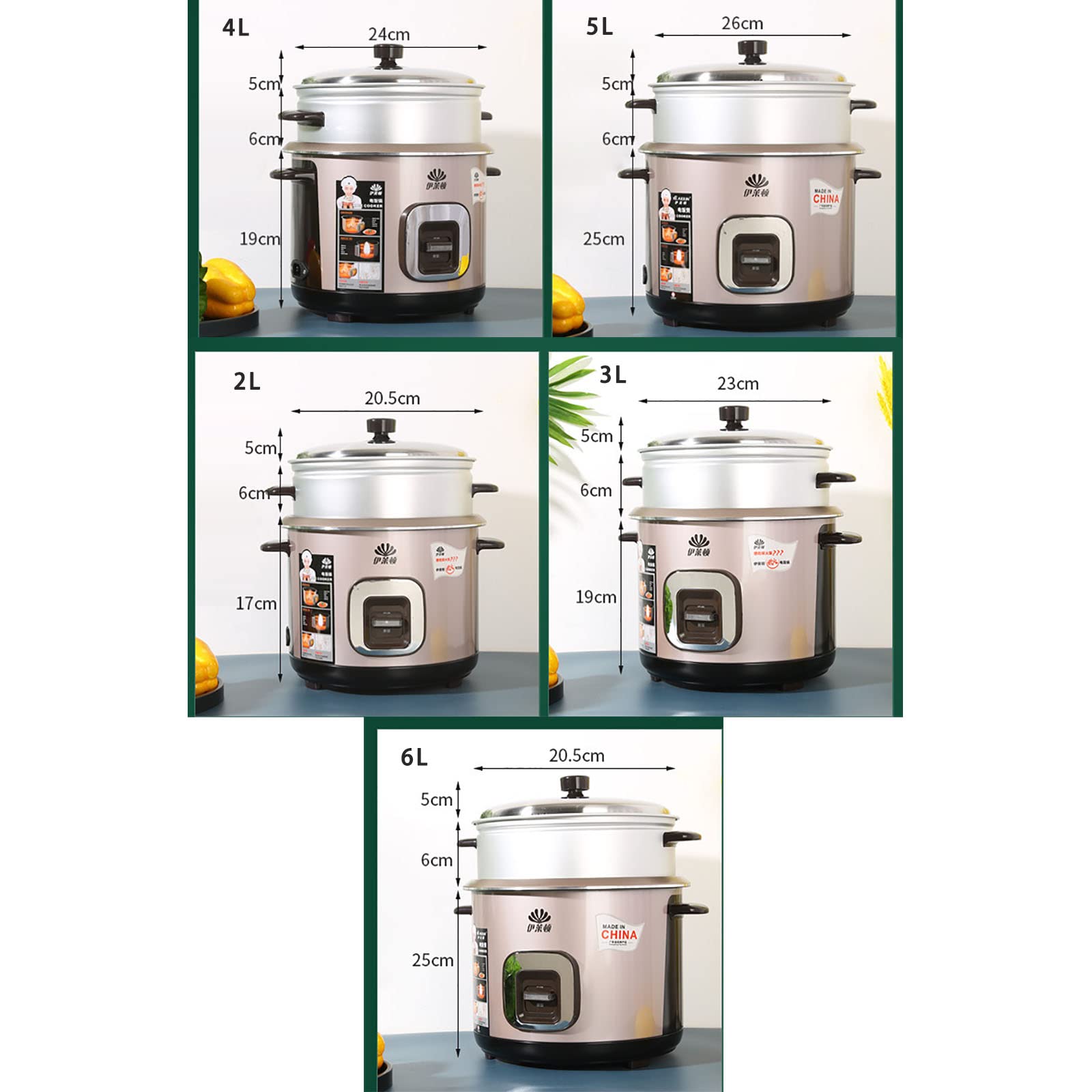 BJHYN Multi Functional Rice Cooker Slow Cooker, Steamer & Warmer One Touch Cooking and Auto Keep Warm Feature Nonstick Pot Stainless Steel