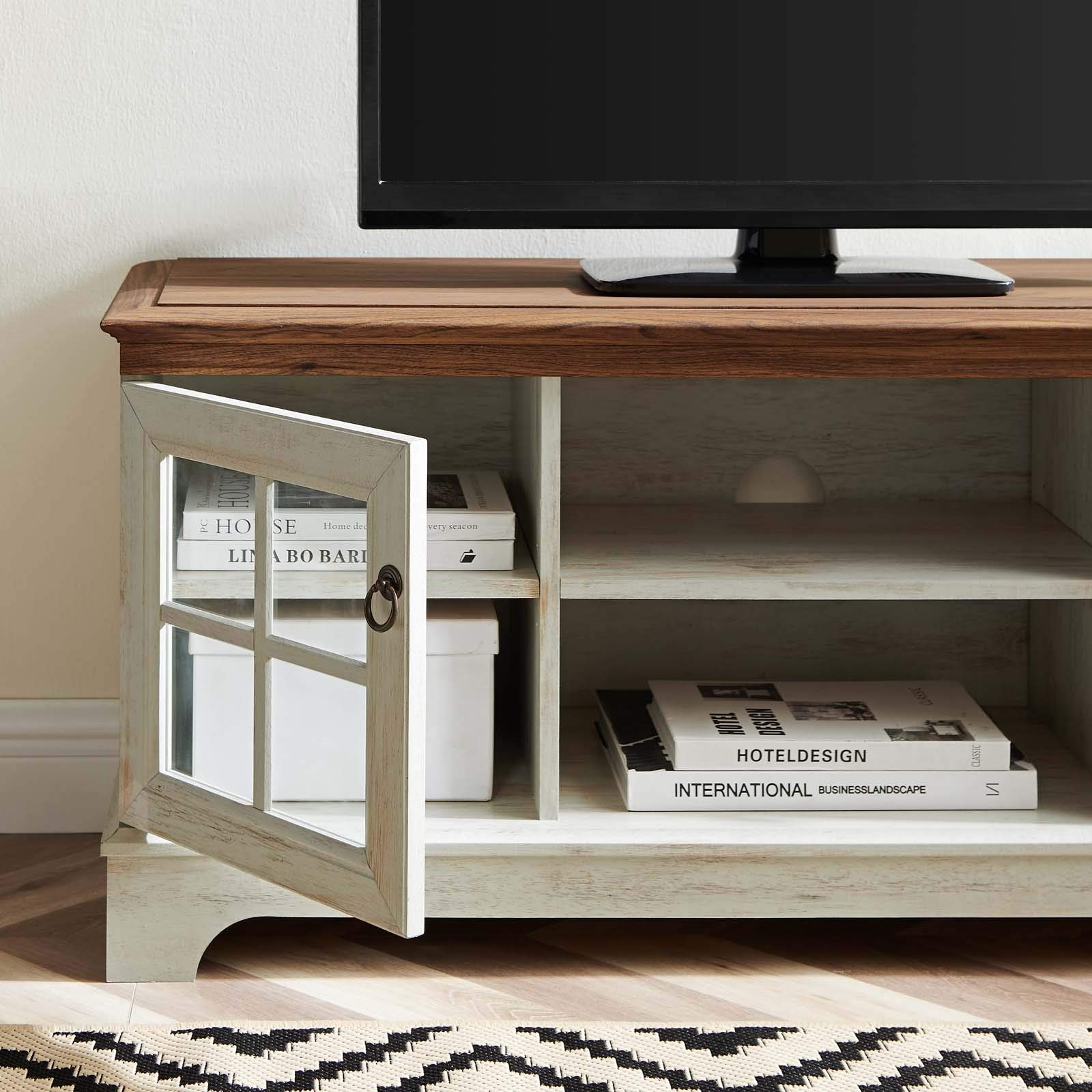 Modway Pacific Coastal Contemporary 47" TV Stand in Walnut White, 47 Inch